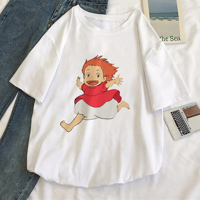 Ponyo Tshirt 波妞与宗介周边短袖悬崖上的金鱼姬夏季男女亲子T恤
