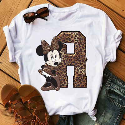 Mouse Words T shirt 时尚卡通米妮字母印花T恤女学生白领夏季白T