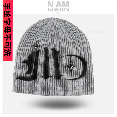 秋冬喷画针织冷帽运动时尚保暖