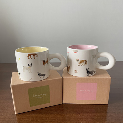 bisque日本陶瓷马克杯可爱猫狗