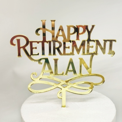 退休蛋糕插牌定制 Happy Retirement亚克力名字插牌退休庆祝派对