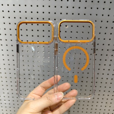 壳舞适用苹果iPhone17 Pro max金色手机保护壳高清透明塑料硬壳金属外套全包边防摔简约摄像头加高磁吸环充电