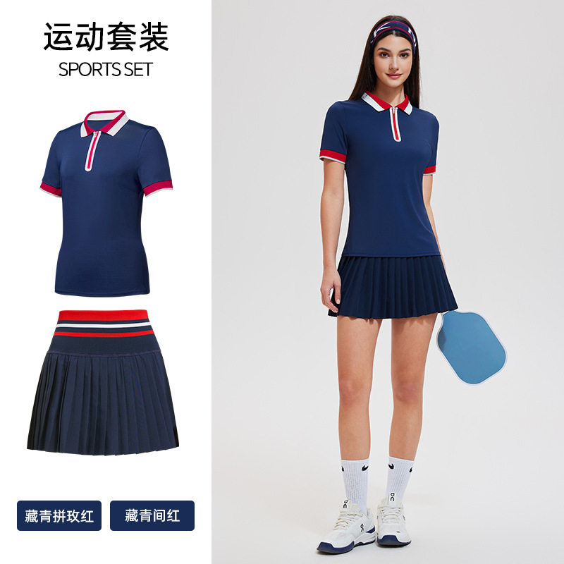 新款羽毛球服女夏季网球运动套装跑步速干短裙健身短袖上衣瑜伽服