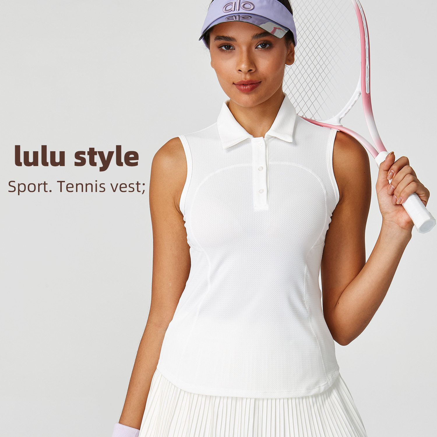 lulustyle网球服POLO衫女士无袖速干透气瑜伽高尔夫运动T恤外贸