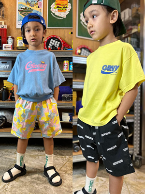 日本 Groovy colors 迷彩涂鸦满印五分短裤男女童装中性款Fith