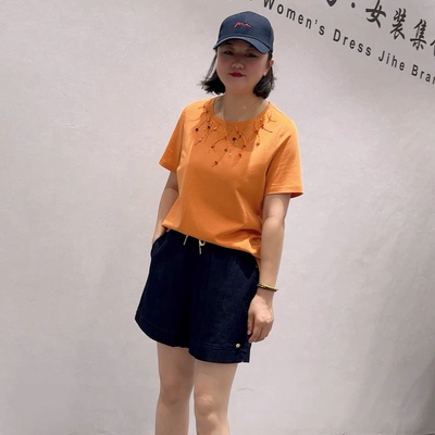 5027芮娜依莲夏款新品重工刺绣串珠高级感简洁大方上衣加大码女装