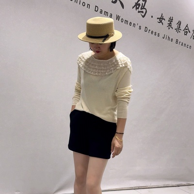 5165芮娜依莲秋款新品设计感木耳边百搭长袖上衣针织衫加大码女装