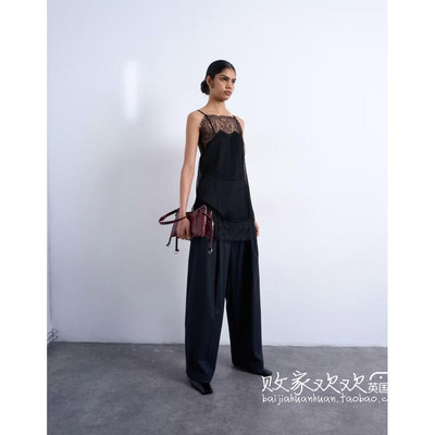 英国代购正品12.08 2025潮流导向 女装新款 TS深色阔腿舒适裤子