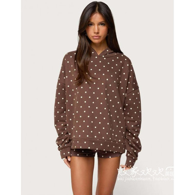 英国代购正品12.04 2025潮流导向 女装新款 连帽波点长袖舒适卫衣
