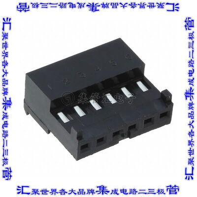 3-644083-6 矩形连接器6POS插座2.54mm母插口黑色IDC锡自由悬挂直