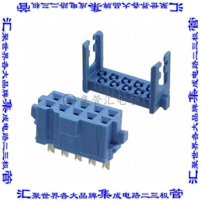 3-1437020-9 矩形连接器10POS插座2排2.54mm母插口蓝色IDC镀金自