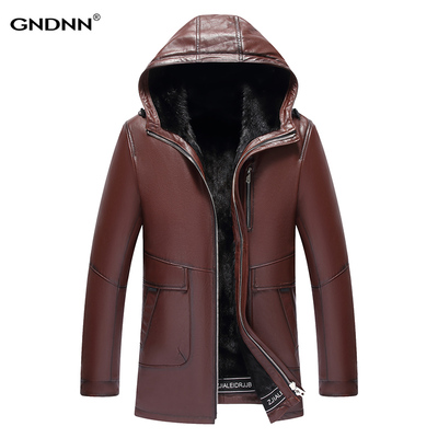加肥加大码貂皮大衣整貂牛皮水貂毛内胆真皮皮衣男皮草外套胖子潮