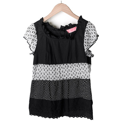 威莎夏季拼接女雪纺衫