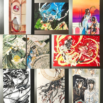 现货圣传稀缺图 CLAMP原画集明信片乾达婆王极美照片收藏卡非官谷