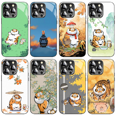 小老虎iqoo适用苹果XS胖虎17 12 13 14 15 16 pro max手机壳华为mate70荣耀300小米红米oppo黑鲨vivoX200一加