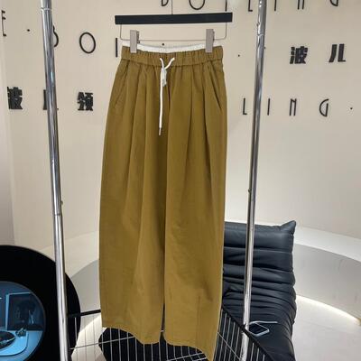 【黑唐夫妇】简约松紧腰抽绳休闲裤女宽松九分阔腿裤TXS9732