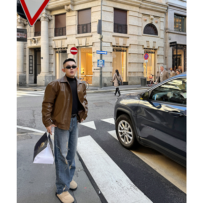 Magadeth 回馈HANDMADE手工定制 进口拉菲草设计感显瘦牛仔裤