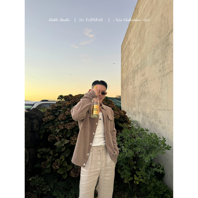 GAHKSTUDIO 秋冬新款老钱风极简主义chic经典版型口袋羊毛开衫3色