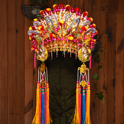 凤冠霞帔头饰寺庙还愿娘娘帽子菩萨帽子泰山奶奶帽冠纯手工特大号