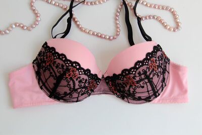 韩系刺绣网纱粉色内衣2件包邮