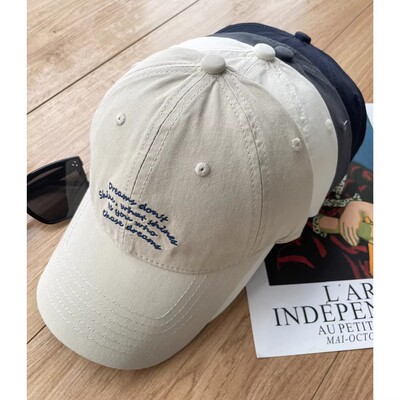 MISS RUILI定制 新款宽帽檐复古鸭舌帽字母刺绣显脸小棒球帽F1681