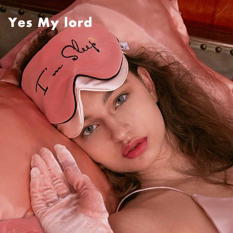 YesMyLord真丝贴面眼罩情侣刺绣桑蚕丝填充丝绒遮光伴手礼原创ins