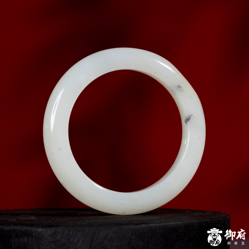【御府】新疆和田玉洒金皮青花籽玉手镯 内径52mm 51.5克