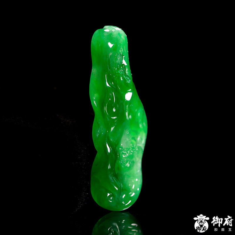 【御府】缅甸翡翠A货冰种满绿正品玉石玉坠挂件玉雕自在观音吊坠
