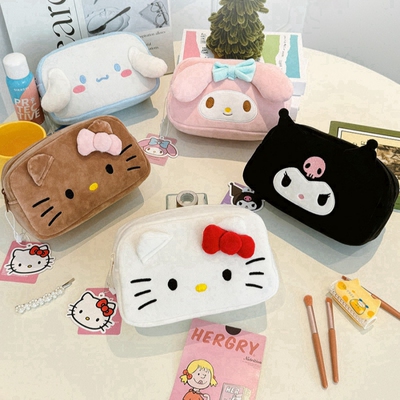 三丽鸥正版晒黑hellokitty库洛米美乐蒂玉桂狗文具盒笔袋女化妆包