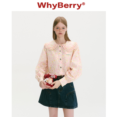 WhyBerry 25AW“恋恋桔梗”慵懒风翻领衬衫设计感绣花韩系上衣秋