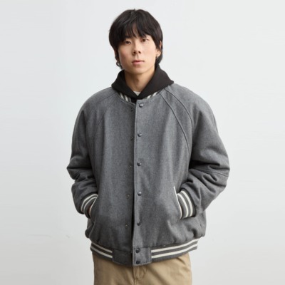 Vavu拼接羊毛混纺棒球服