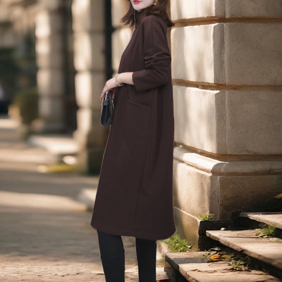 2026新款立领中长款宽松连衣裙