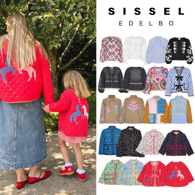 现货 丹麦 SISSEL EDELBO 25SS新款成人复古亲子撞色古布刺绣外套
