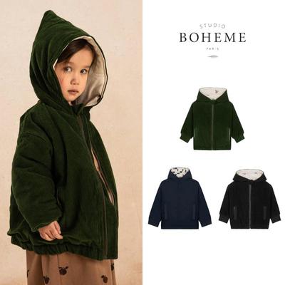 灯芯绒小精灵连帽夹棉外套