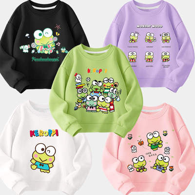 长袖绿色小青蛙keropppi男女宝亲子卡通可洛比纯棉打底衫时尚卫衣