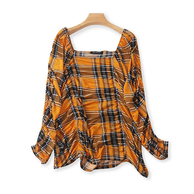 爱莉爱熙宽松百搭款长袖格子衬衫