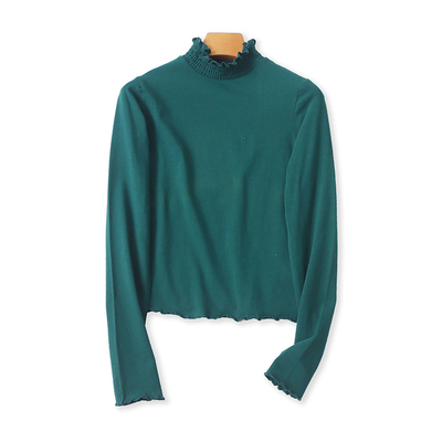 长袖薄款木耳边打底衫上衣