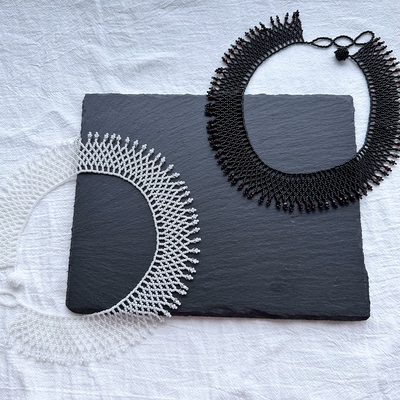 新款镂空雪纺风琴百褶边项链