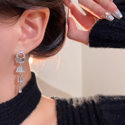 锆石流苏耳环气质轻奢女