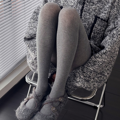 微透格蕾系烟灰打底裤袜棉连裤袜