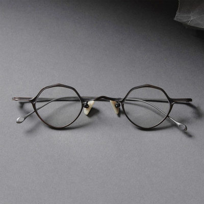 多边形紫铜哑光绿色太阳眼镜