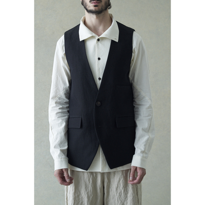 DEVOA  羊毛亚麻编织马甲 男