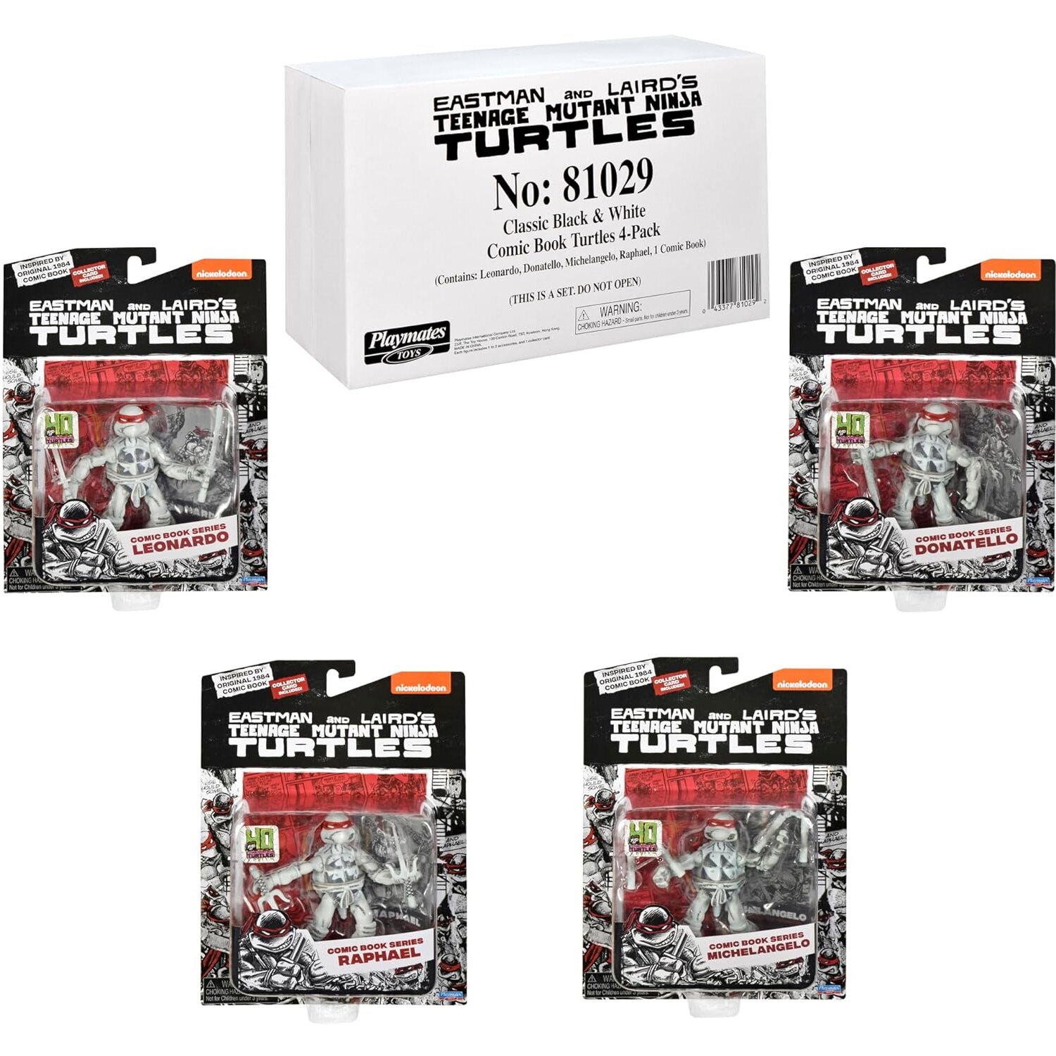 Playmates TMNT Black and White Turtles 忍者神龟手办玩偶模型