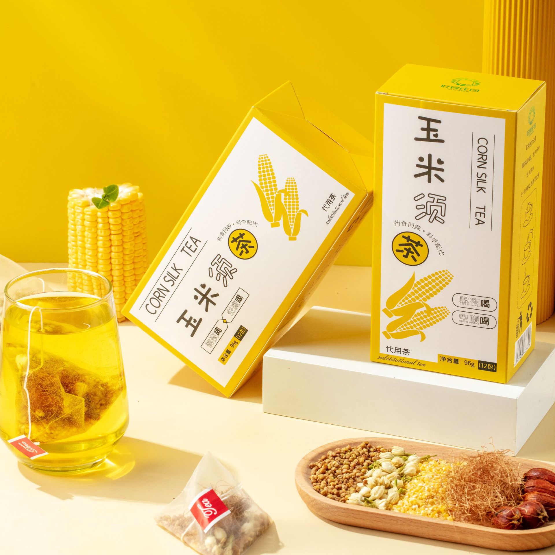 玉米须茶 厂家现货12包/盒 三角包熬夜养生花茶 玉米须茶包邮