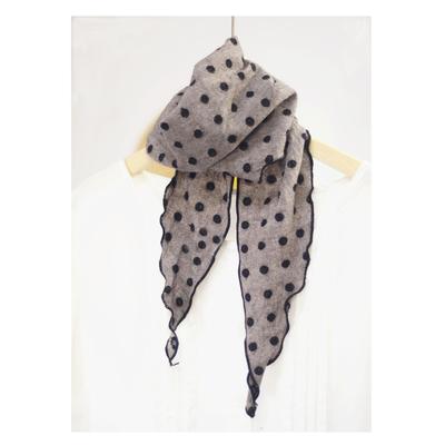 日常百搭棉麻波点春秋三角巾女