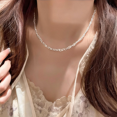 链条缠绕珍珠项链简约