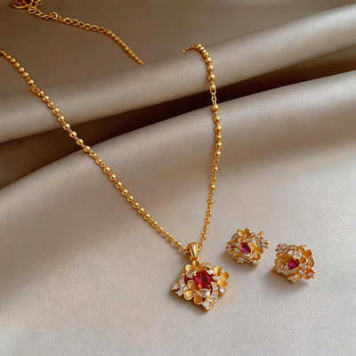 新中式超闪锆石花朵项链轻奢