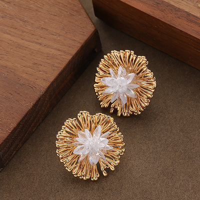 森系甜美精致田园风锆石花朵耳钉