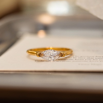 镀18K金不掉色马眼锆石戒指女