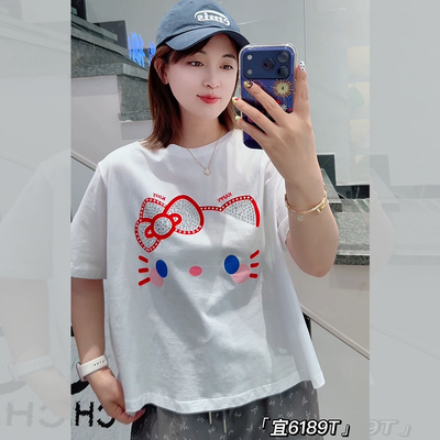 宜语析6189夏加大码短袖T恤女胖m